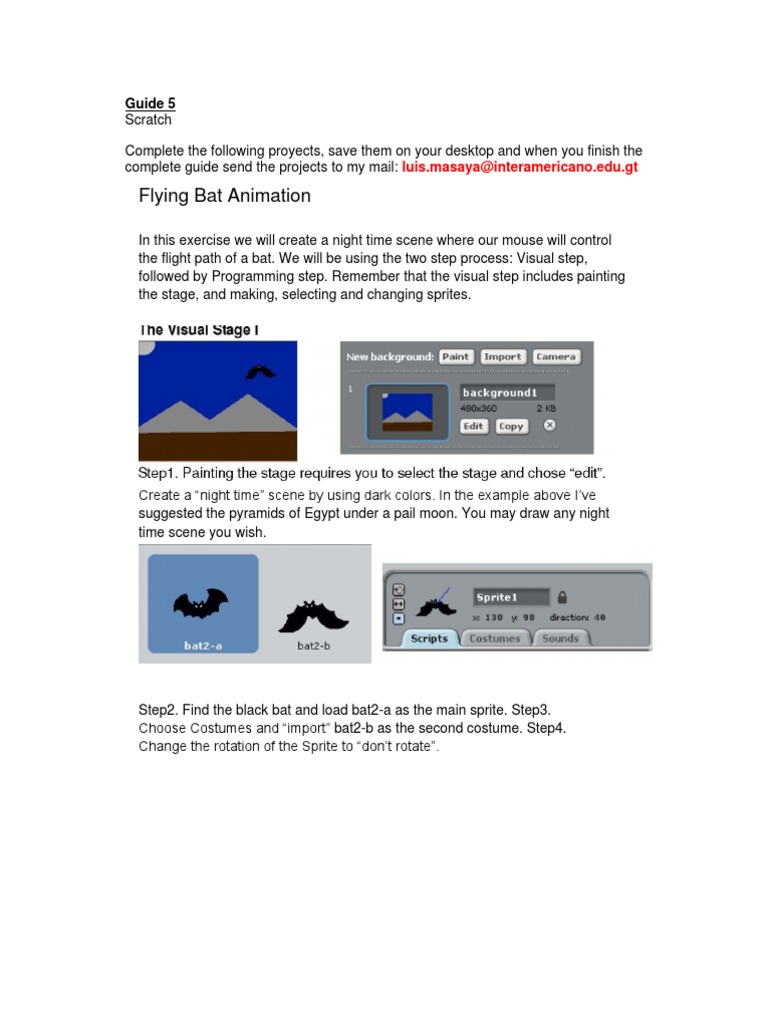 Flying Bat Animation: Guide 5 | PDF | Scratch (Programming Language ...