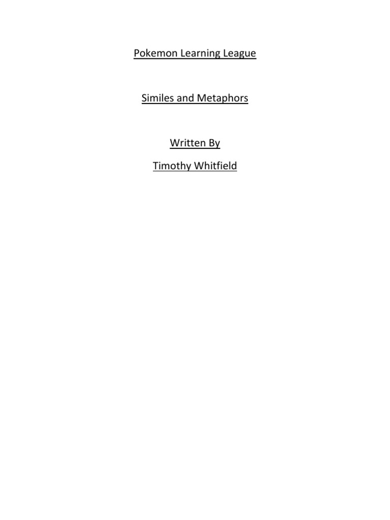 Pokemon Learning League Similes and Metaphors | PDF | Pokémon | Metaphor