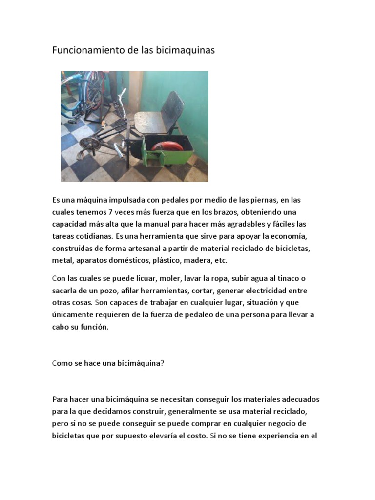 Funcionamiento de Las Bicimaquinas | PDF