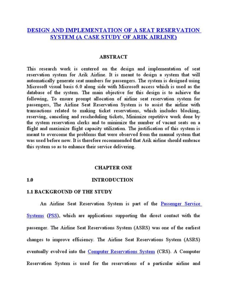 Design and Implementation of A Seat Reservation System | PDF | Input ...