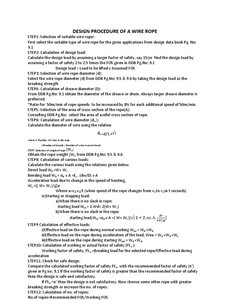 Design Procedure of A Wire Rope | PDF | Rope | Wire