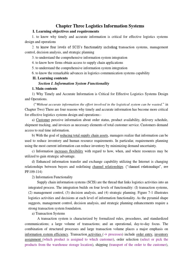 Note 03 Logistics Information Systems | PDF | Enterprise Resource ...
