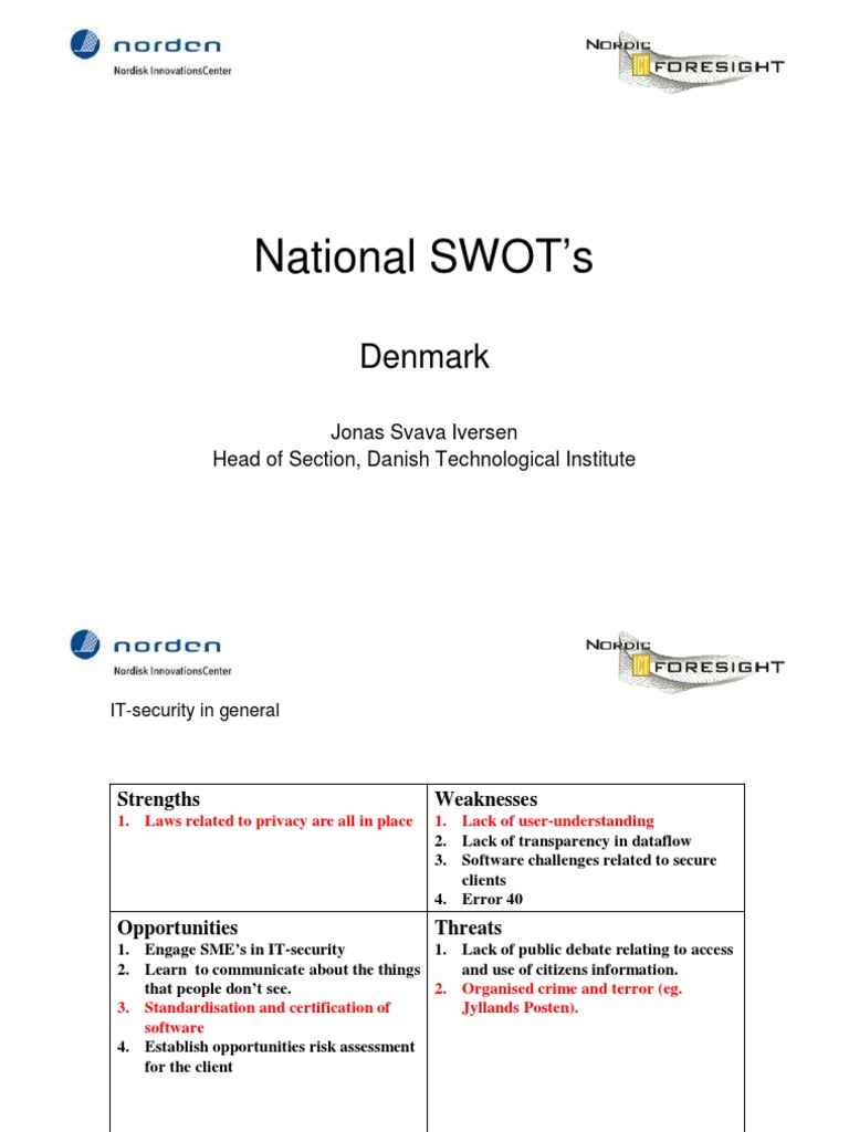 Denmark's National SWOT Analysis on Information Technology Security ...