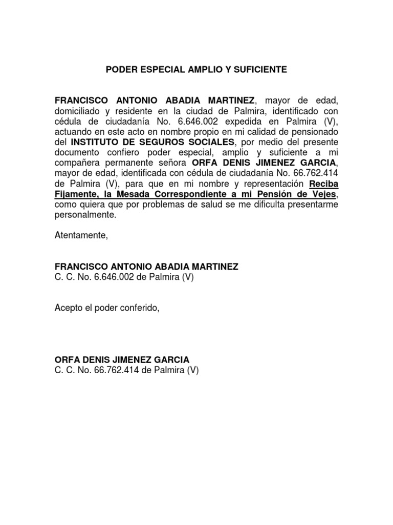 Poder Especial Amplio y Suficiente | PDF