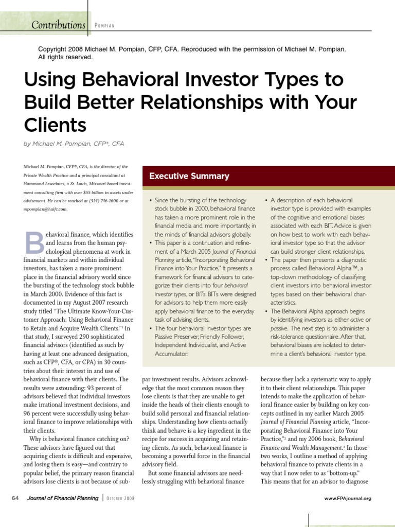 Using Behavioral Investor Types | PDF | Bias | Risk