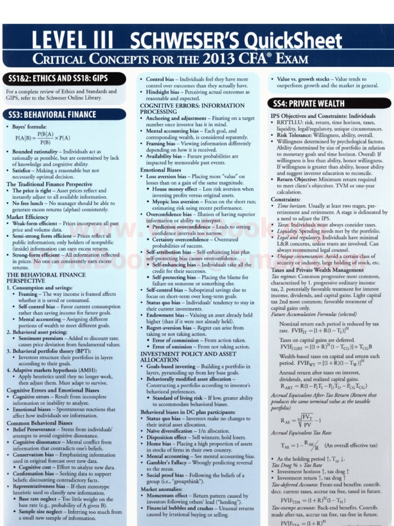 CFA L3 QuickSheet | PDF