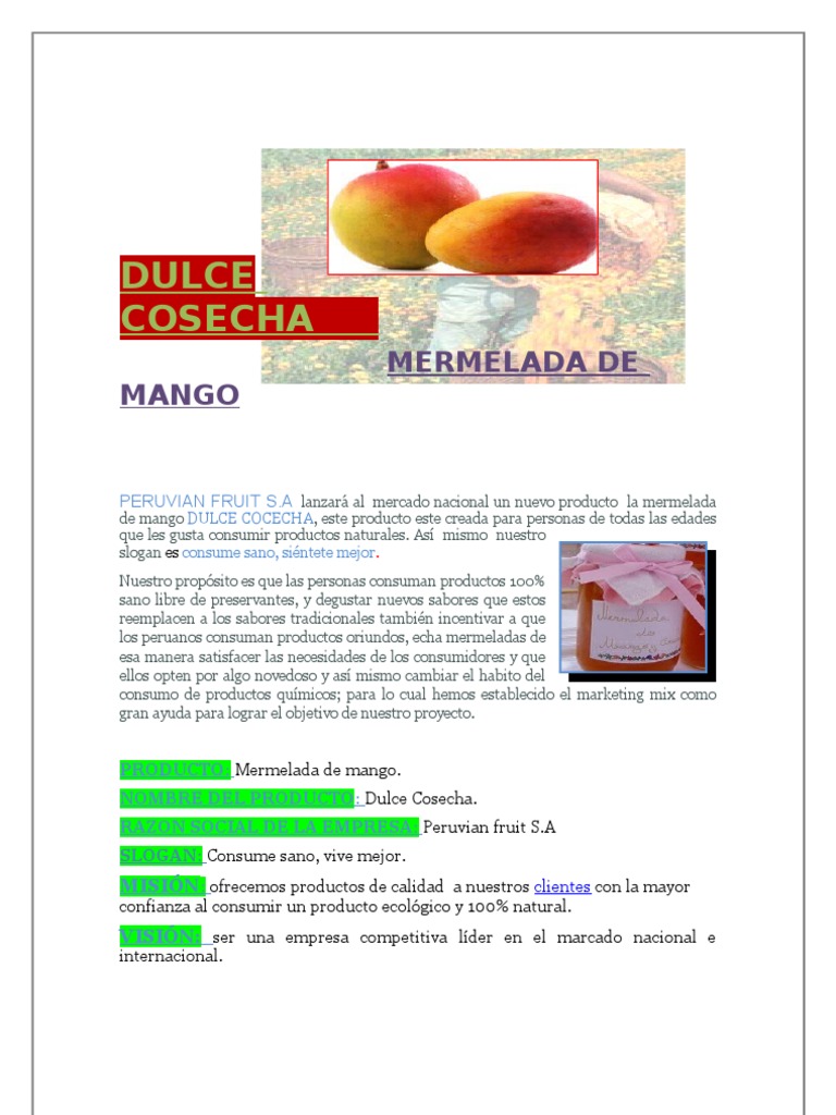 Mermelada de Mango | Producto (Negocio) | Distribución (comercial)