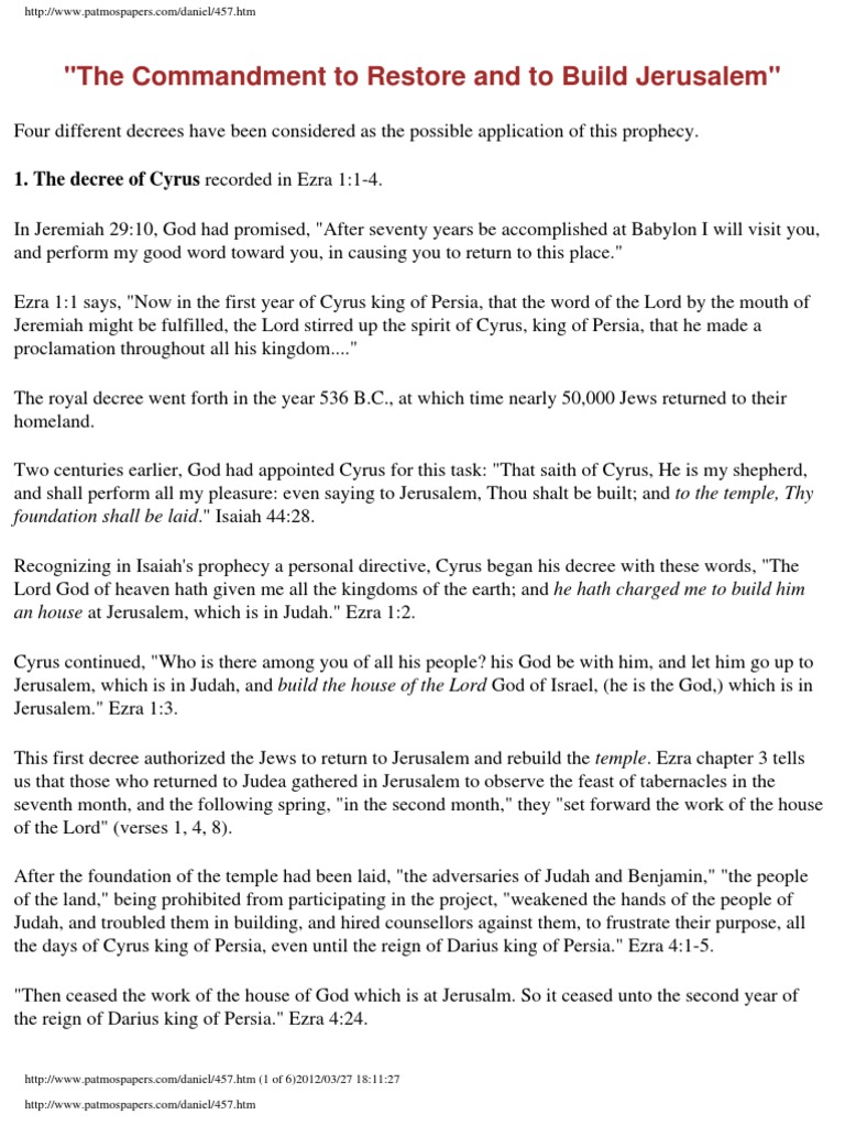Biblical Decrees & Jerusalem's Rebuild | PDF | Ezra | Cyrus The Great
