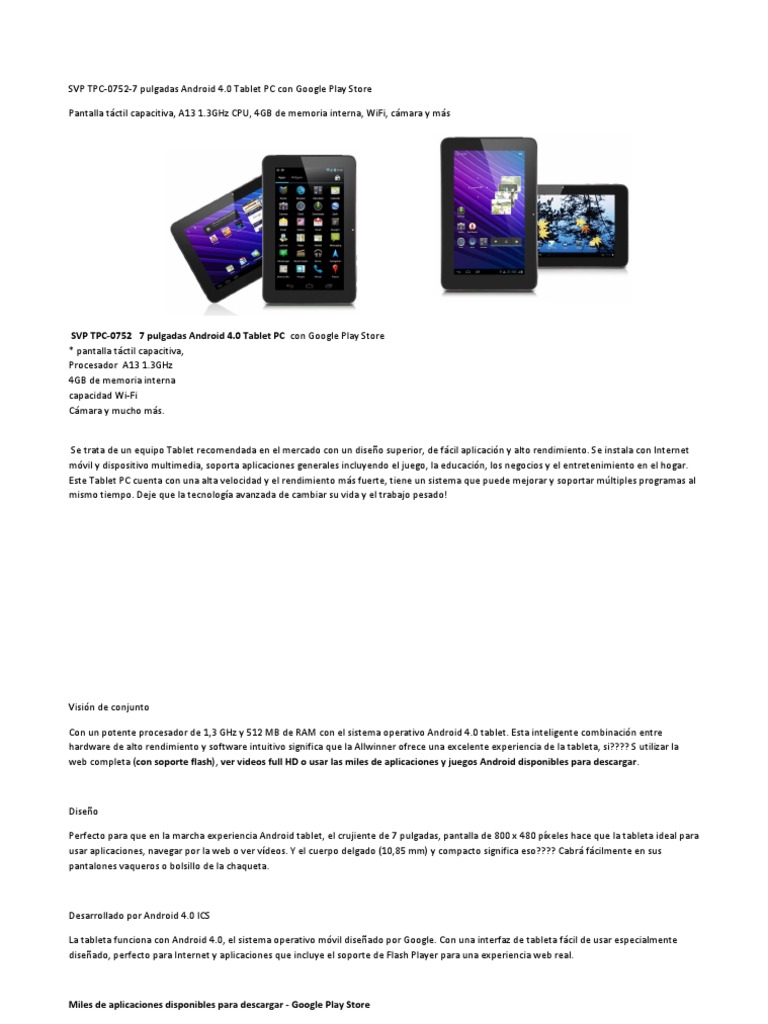 SVP TPC | PDF | Tableta | Android (sistema operativo)