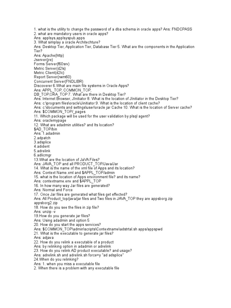 Apps DBA Questions | PDF | Oracle Database | Zip (File Format)