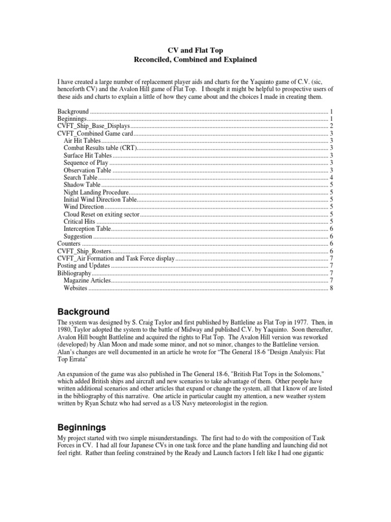 CV and Flat Top Game Aids Explained | PDF | Torpedo | Battle Of The ...