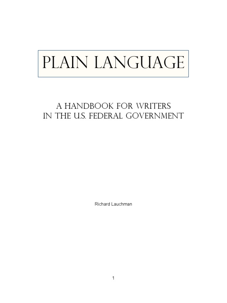 Plain Language Handbook | Plain Language | Invention