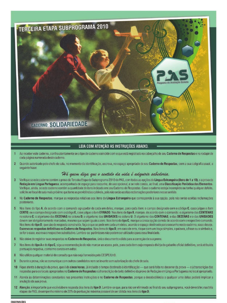 Prova Do PAS 3a Etapa 2012 Cad Solidariedade | PDF | Electricidad | Etanol