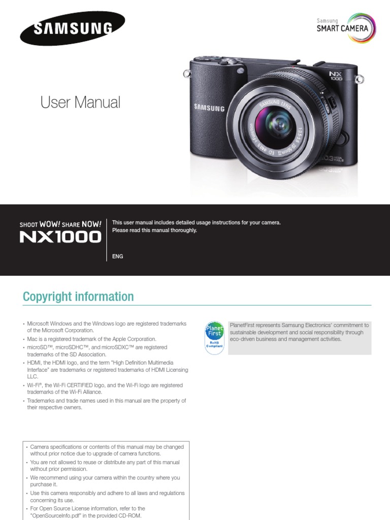Samsung Nx1000 Guide | PDF