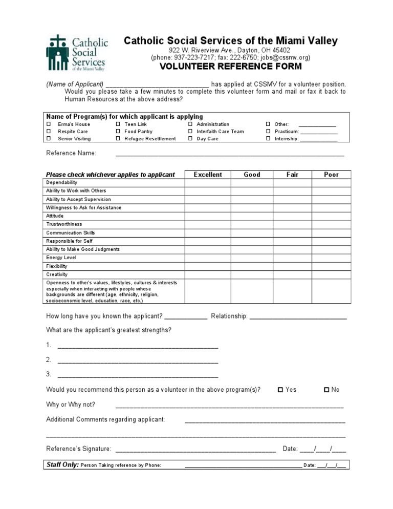 Volunteer Reference Form | PDF