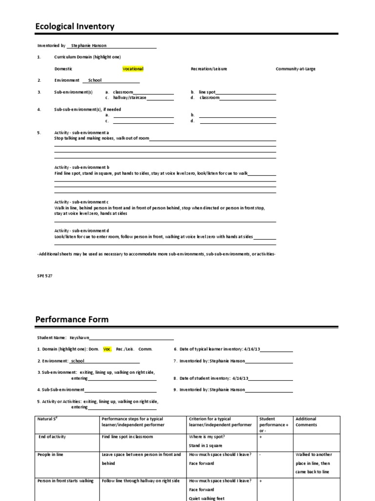 Ecological Inventory | Download Free PDF | Applied Psychology ...