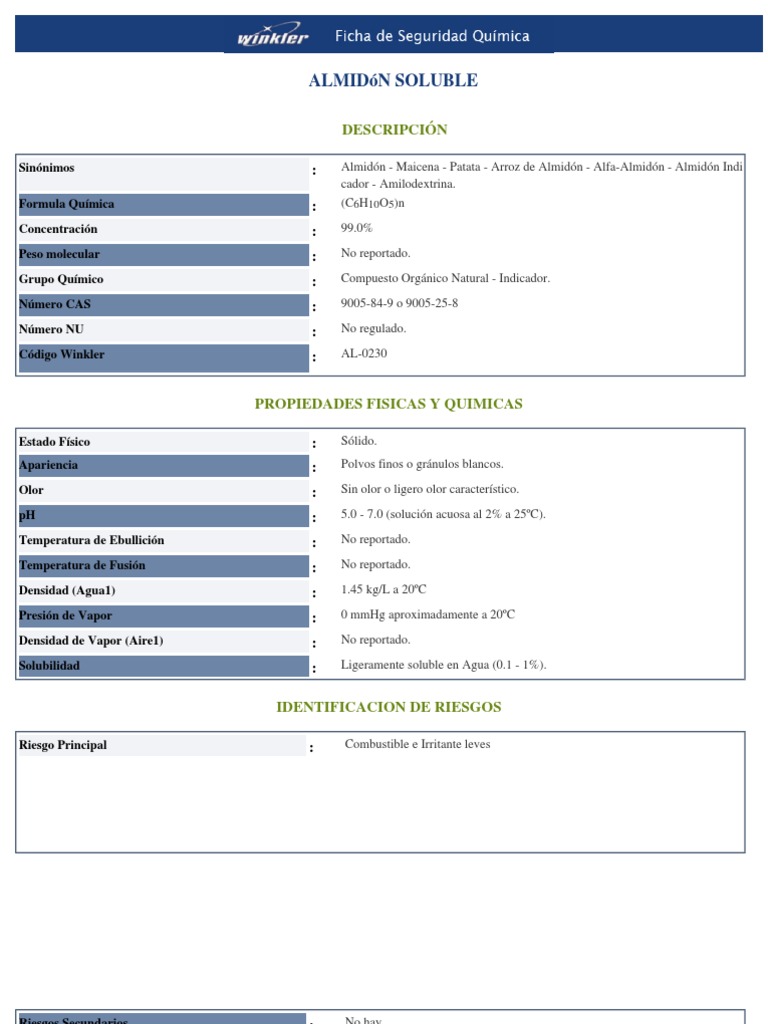 Almidón Soluble | PDF | Solubilidad | Agua