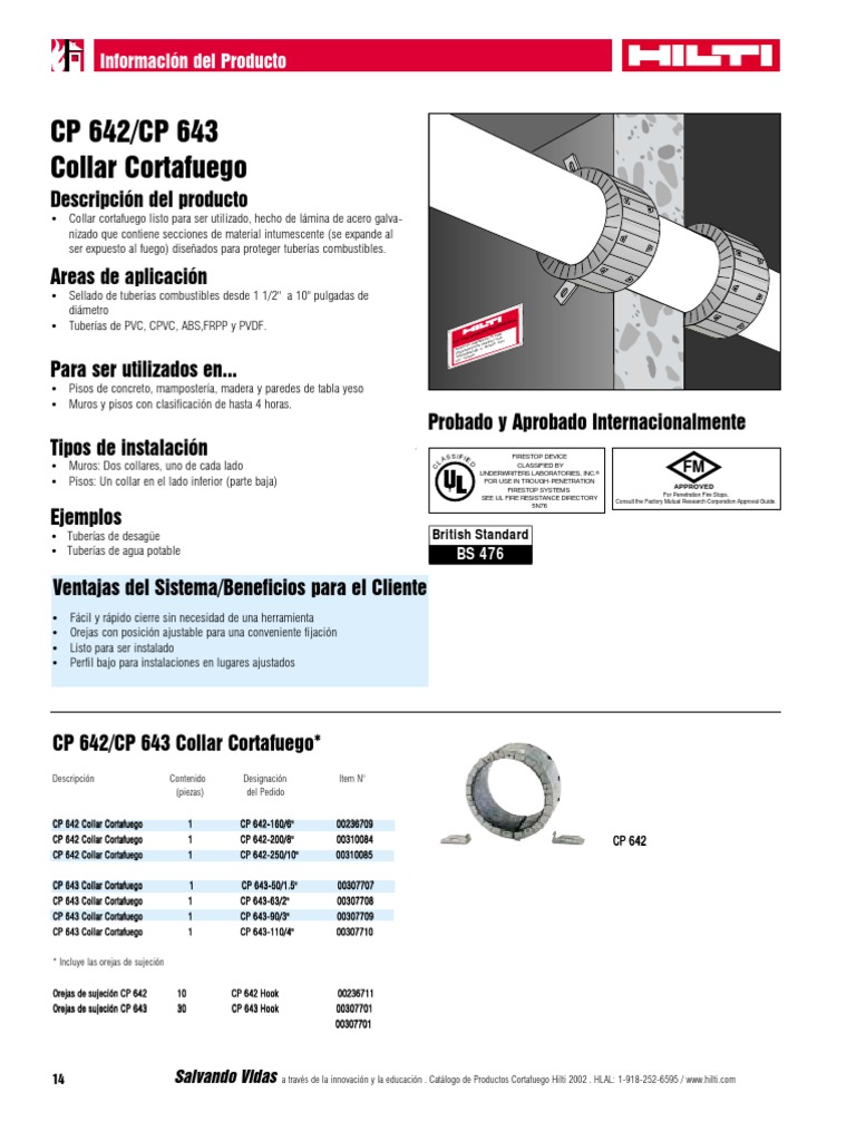 CP-642 y CP-643 Ficha Técnica PDF | PDF | Cortafuegos (informática) | Tubería (transporte de ...