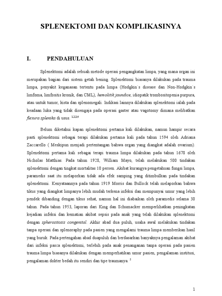 Indikasi dan Komplikasi Splenektomi | PDF | Sains & Matematika