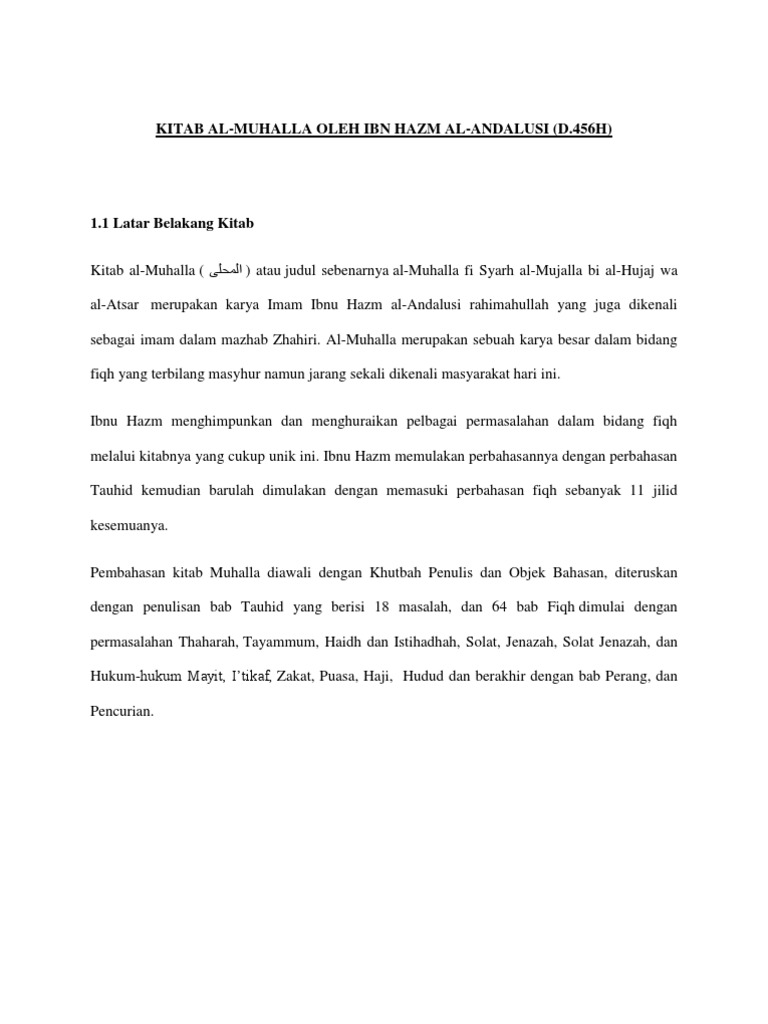 Kitab Al-Muhalla Oleh Ibn Hazm Al-Andalusi | PDF | Agama & Spiritualitas