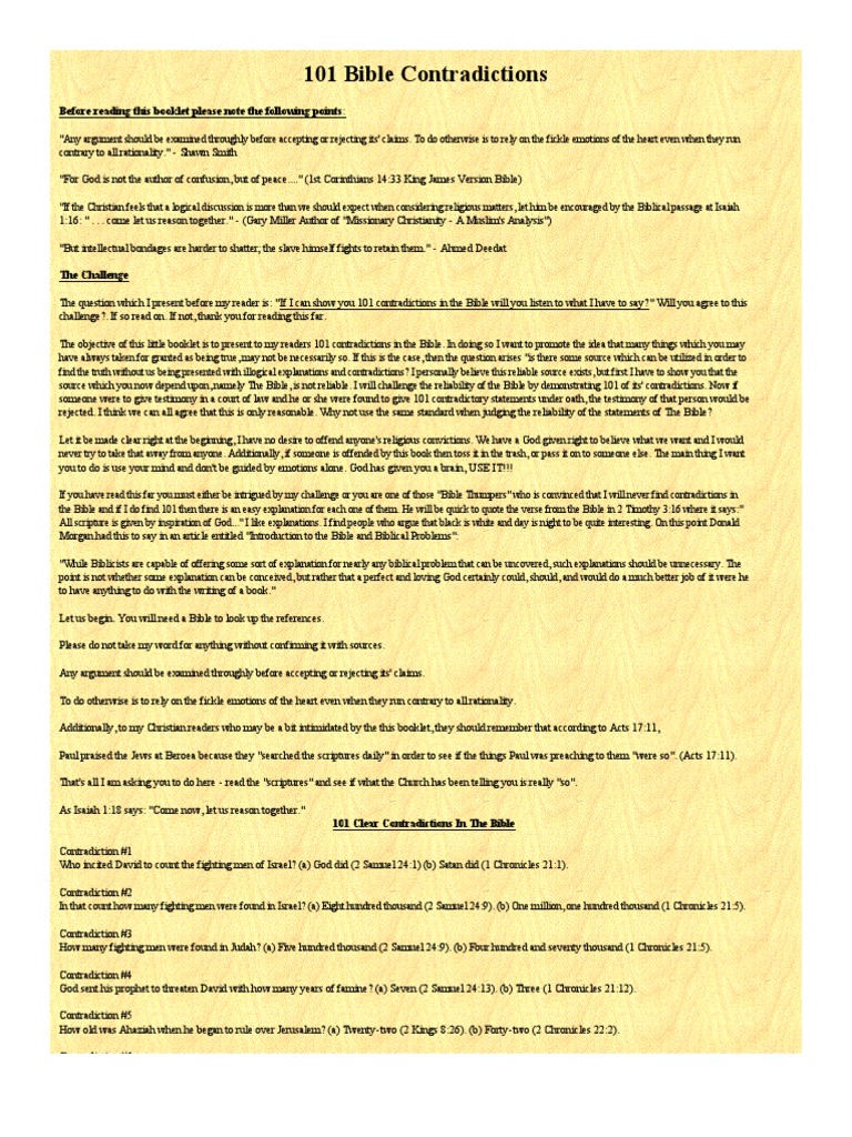 101 Contradictions in The Bible | PDF