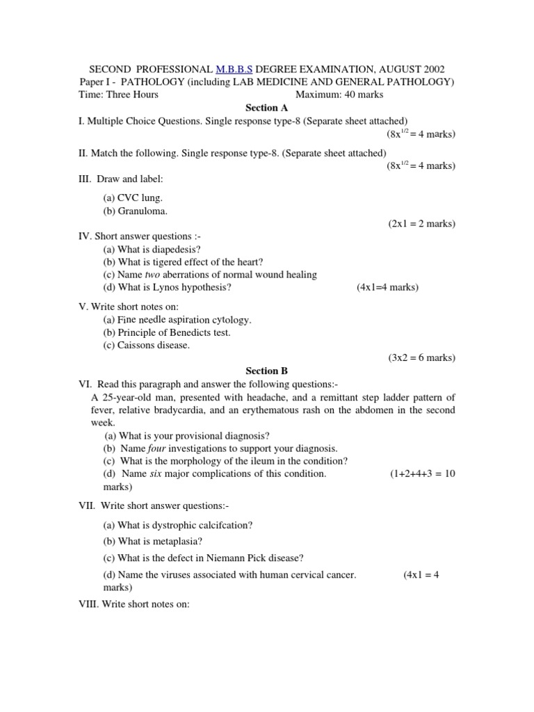 mbbs question paper | Virus | Pathology