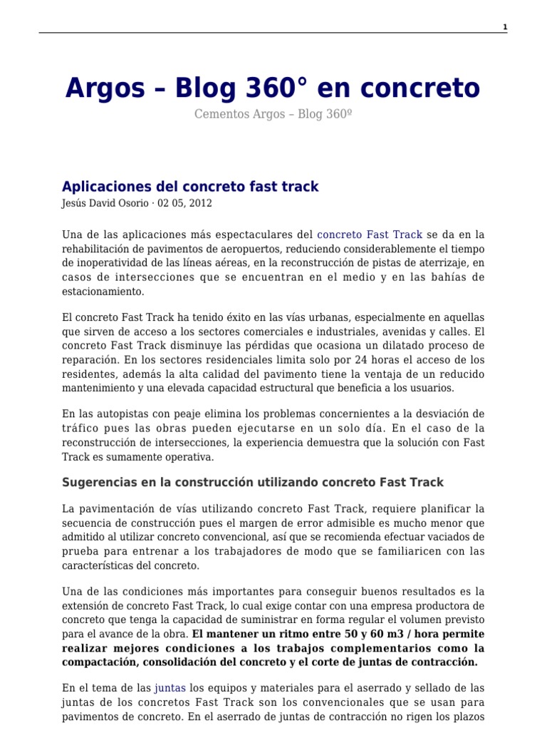 Aplicaciones Del Concreto Fast Track | Descargar gratis PDF | Hormigón ...