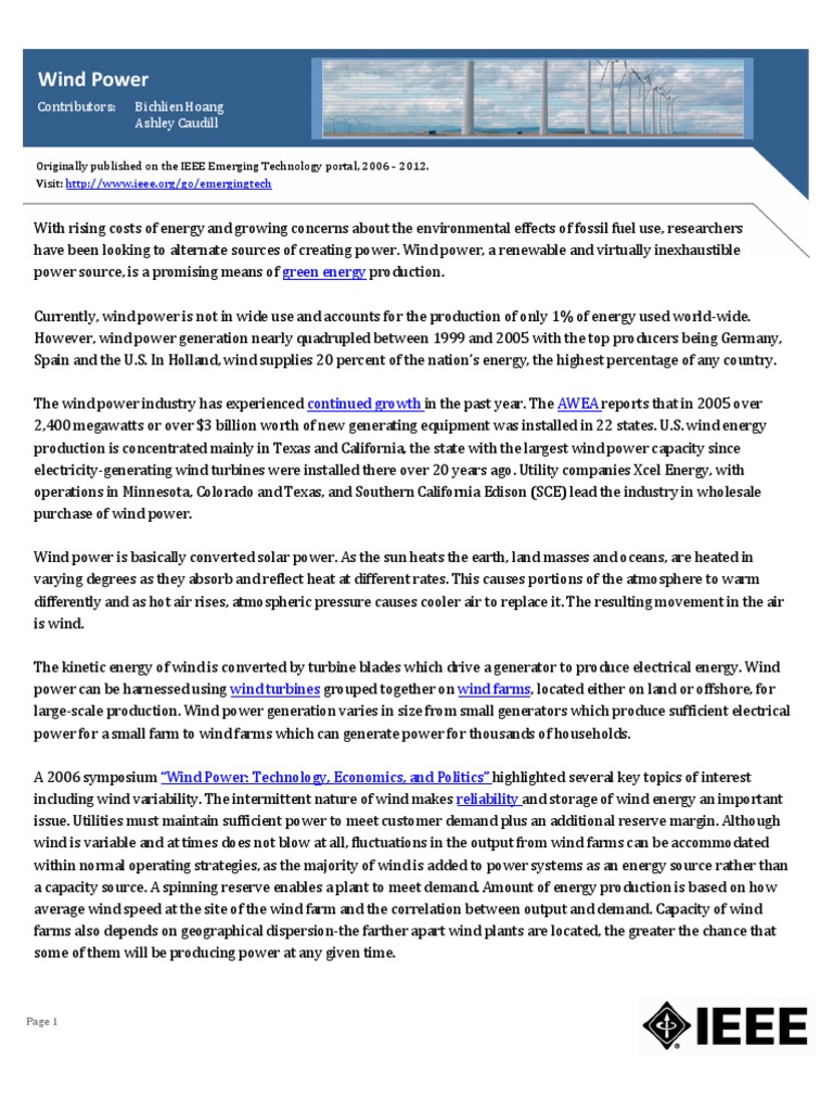 Wind Power PDF | PDF | Wind Power | Energy Development