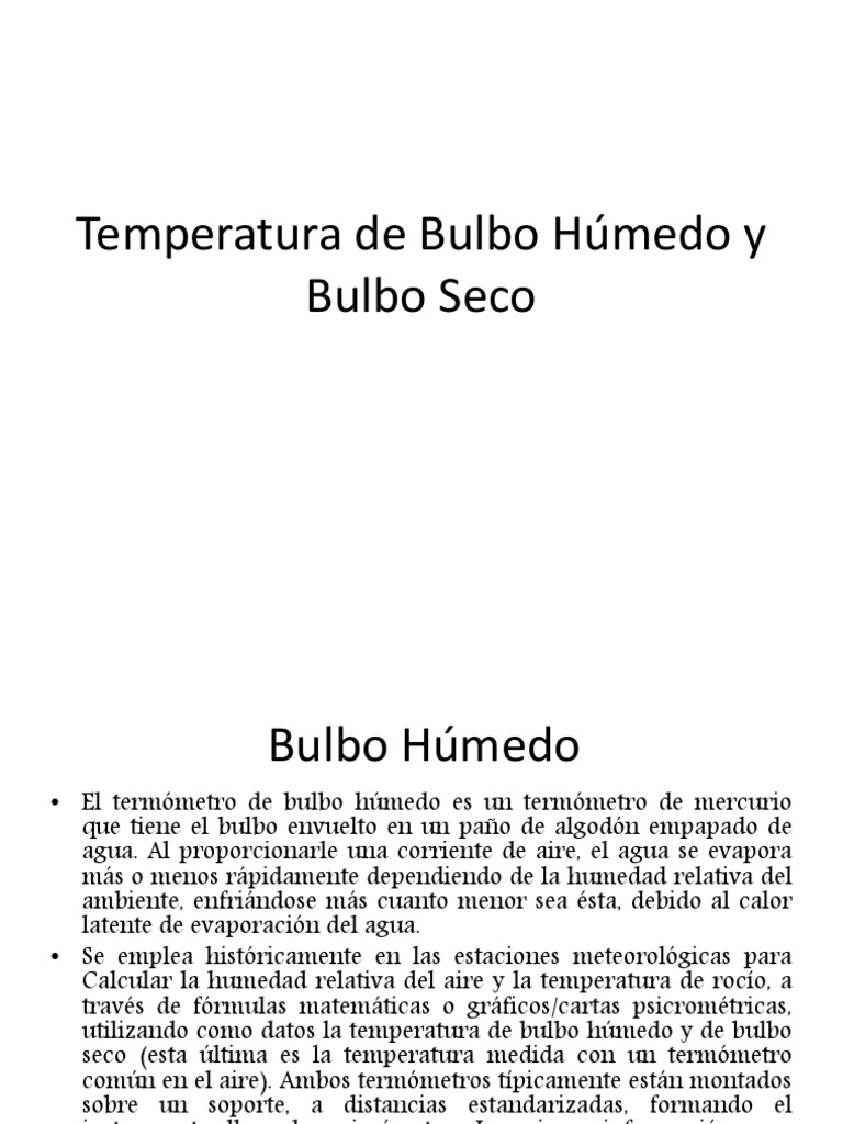 Temperatura de Bulbo Húmedo y Bulbo Seco | Descargar gratis PDF ...