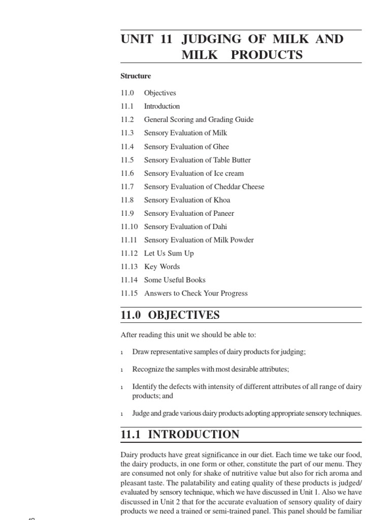 Judging of Milk and Milk Products | PDF | Taste | Milk