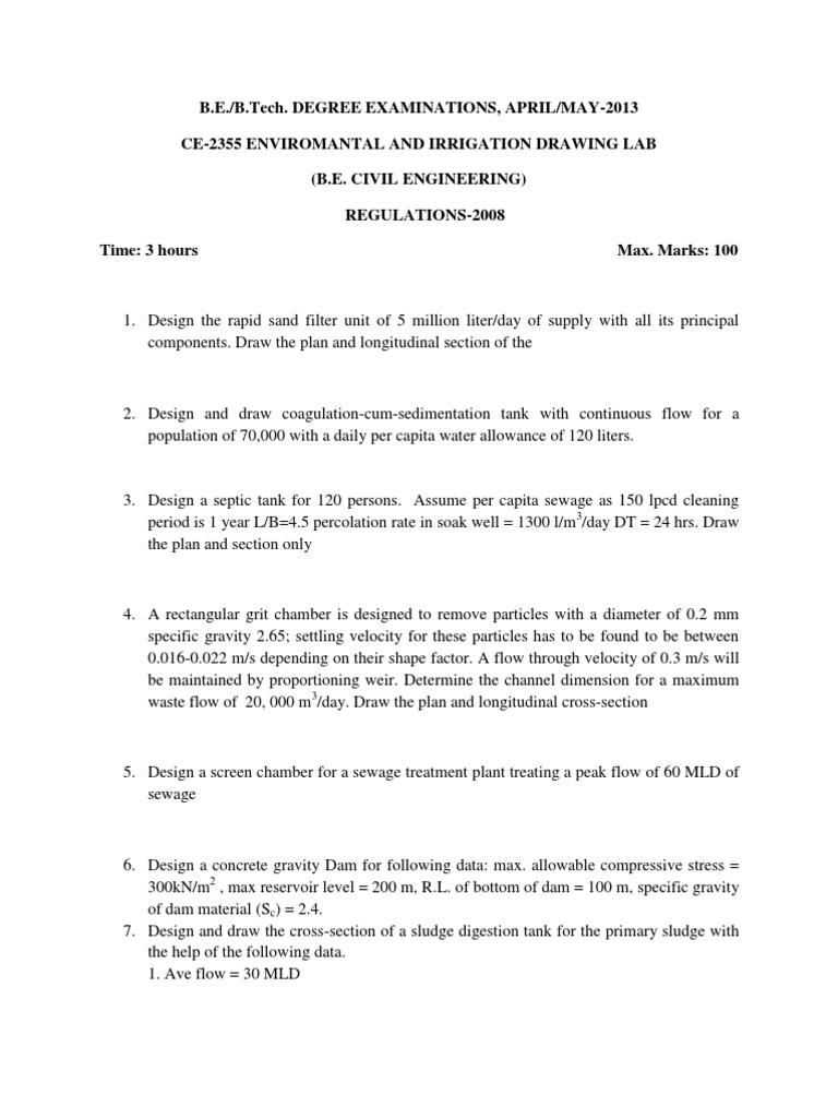 Design and Drawing - Irrigation and Environmental Engineering | PDF ...