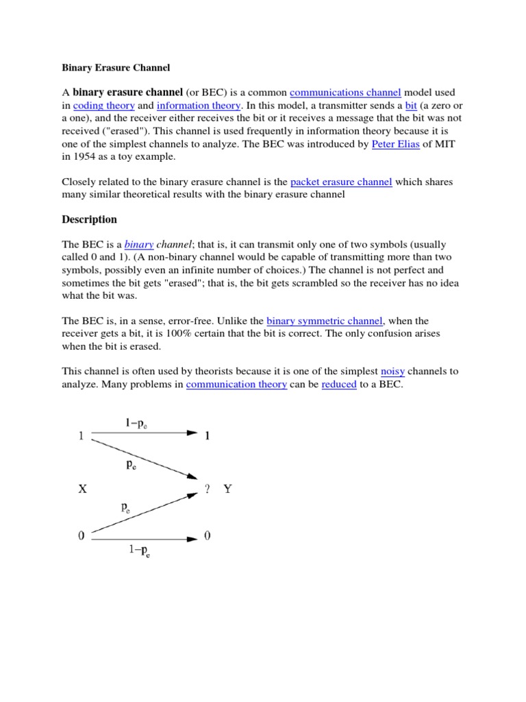 A Binary Erasure Channel | PDF | Sound | Waves A Binary Erasure Channel | PDF | Sound | Waves
