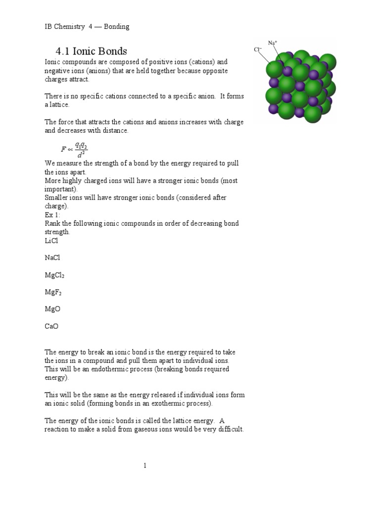 Ib Chemistry Bonding | PDF | Intermolecular Force | Chemical Bond