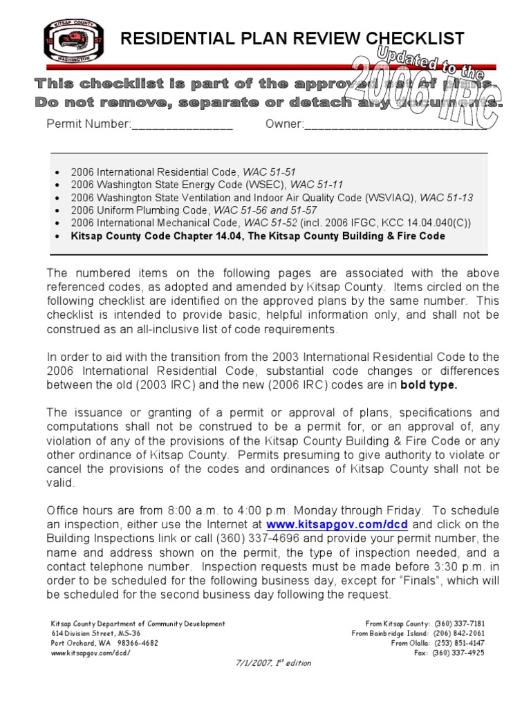 2006 Plan Review Checklist | PDF | Stairs | Framing (Construction)