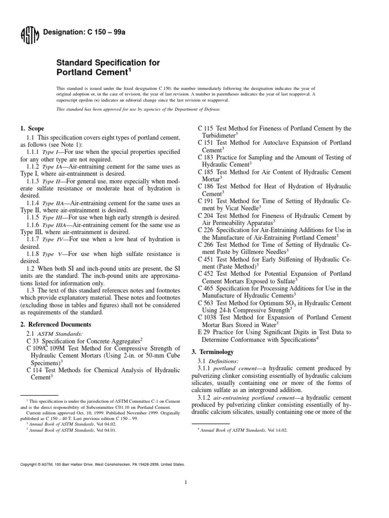Astm-C 150 | PDF | Cement | Silicon Dioxide