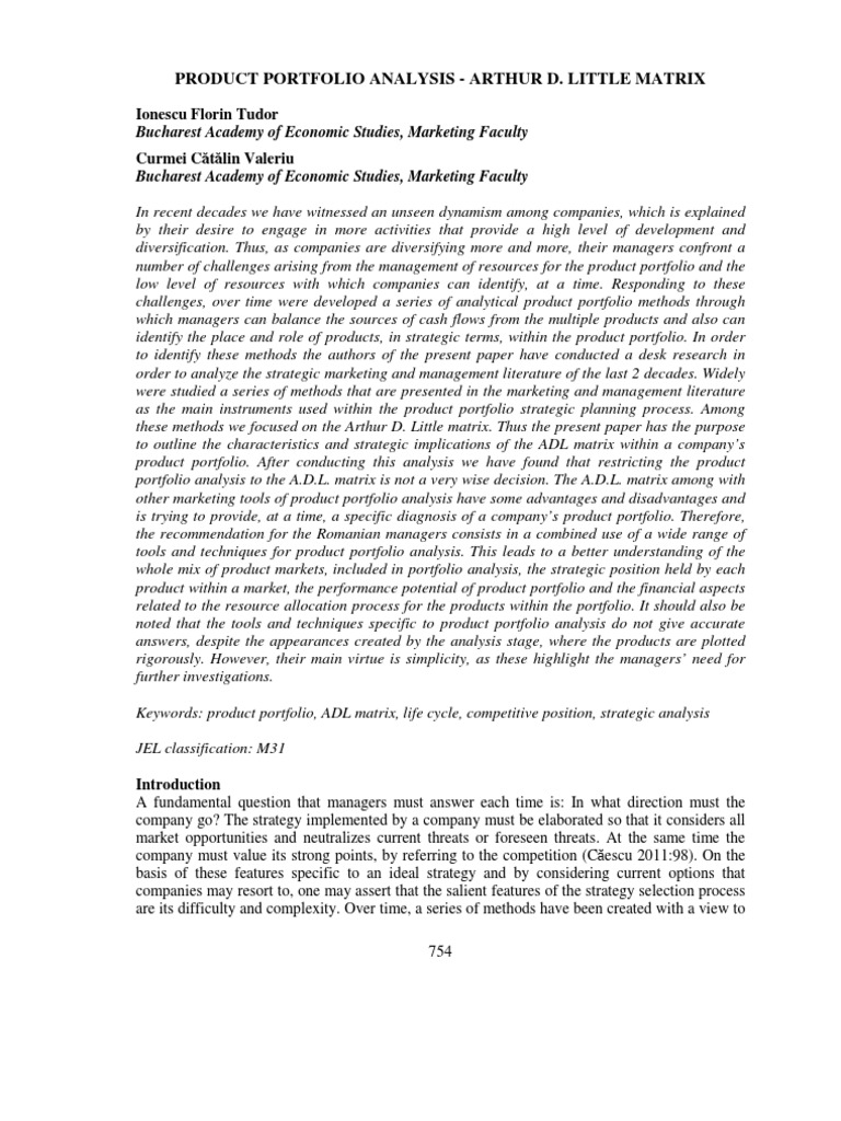 Product Portfolio Analysis - Arthur D. Little Matrix | Download Free ...
