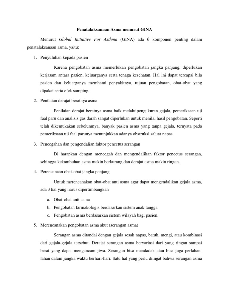 Penatalaksanaan Asma Menurut GINA | PDF