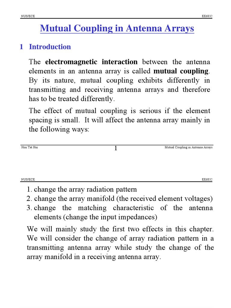 Mutual Coupling in Antenna Arrays | PDF | Antenna (Radio) | Electrical Impedance
