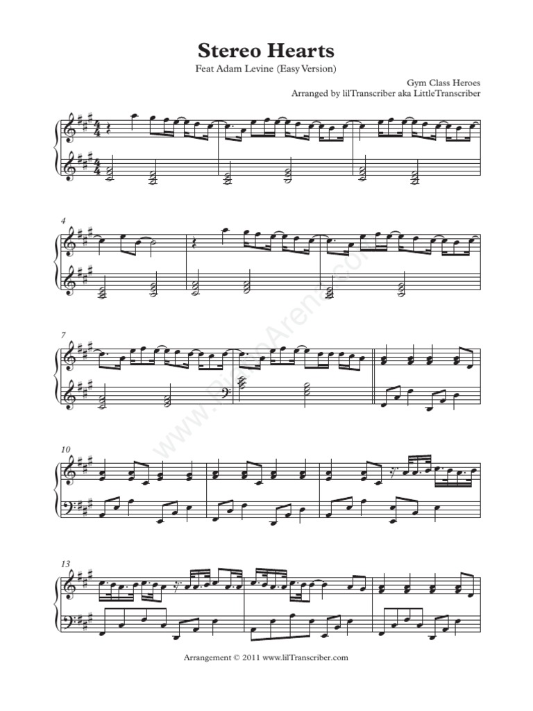 Stereo Hearts Piano Sheet Music | PDF