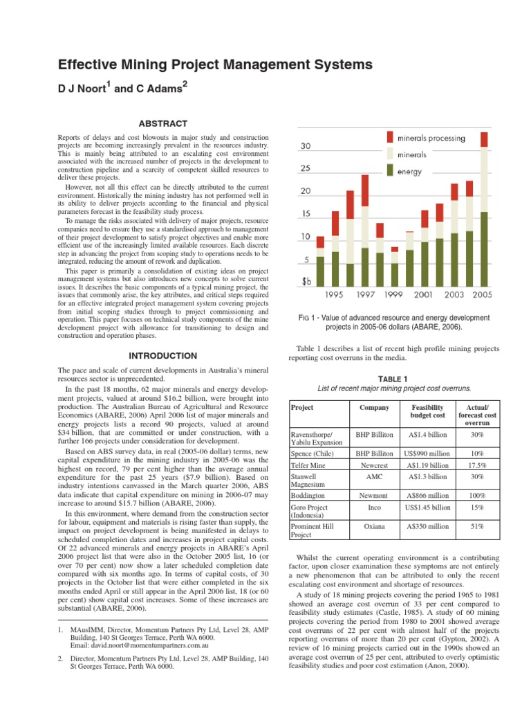 Effective Mining Project Management Systems | Feasibility Study ...