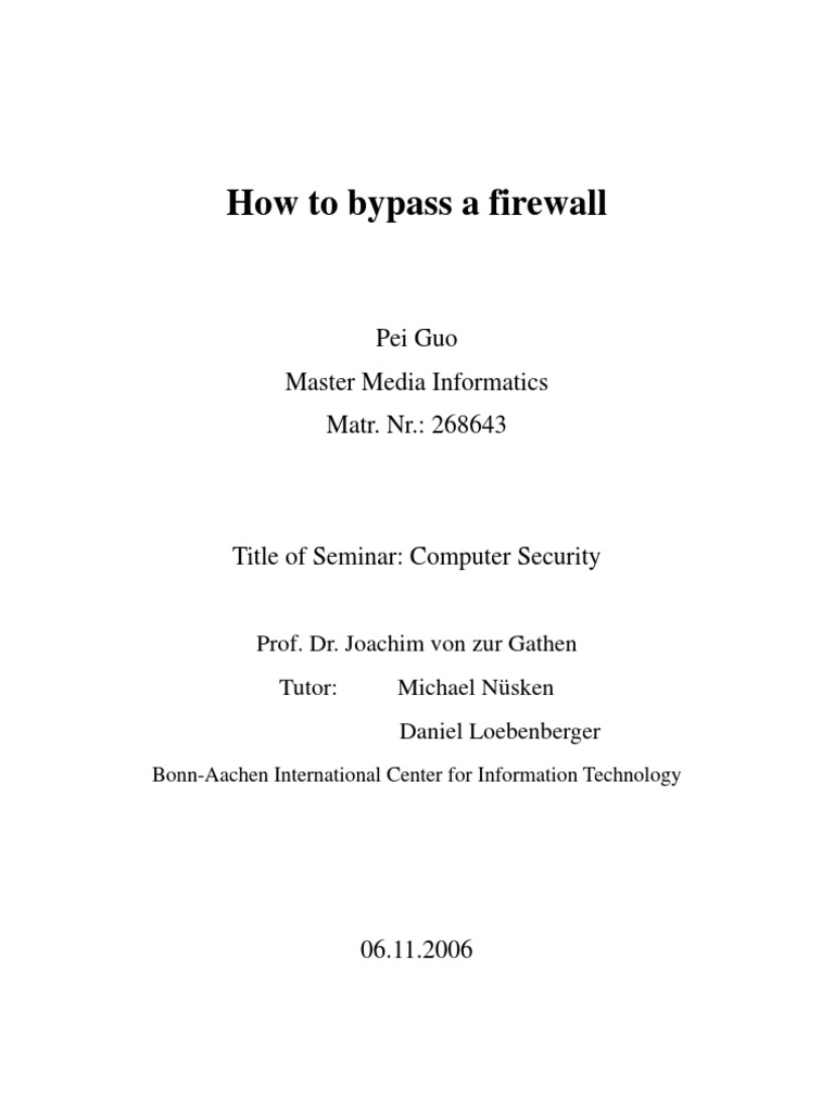 Bypass Firewall | PDF | Firewall (Computing) | Internet Protocols