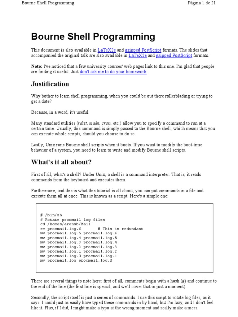 Bourne Shell Programming: Justification | Download Free PDF | Command ...
