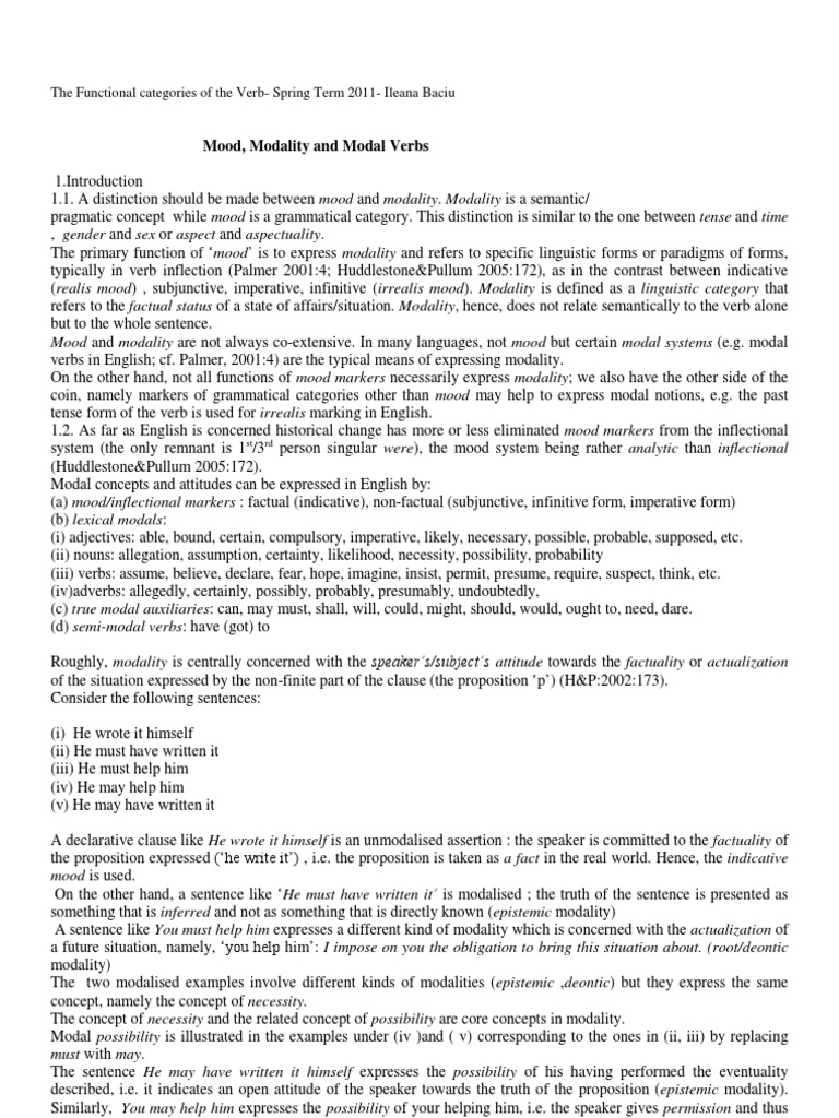 Mood, Modality and Modal Verbs | PDF | Modal Logic | Verb