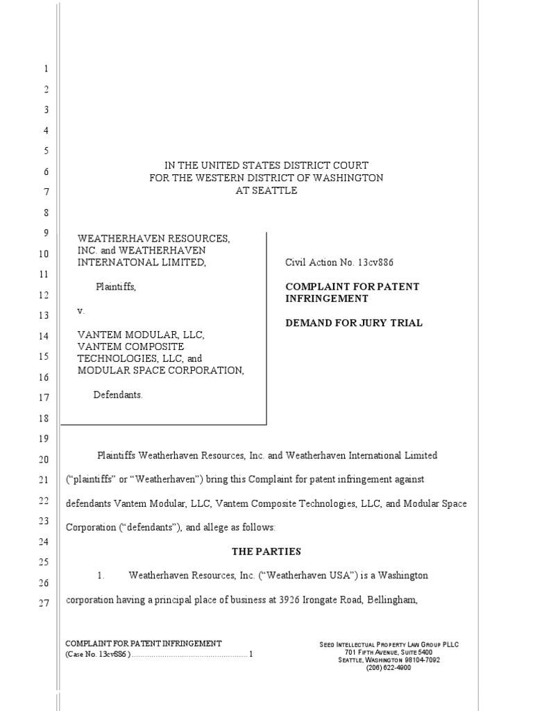Weatherhaven Resources Et. Al. v. Vantem Modular Et. Al. | PDF ...