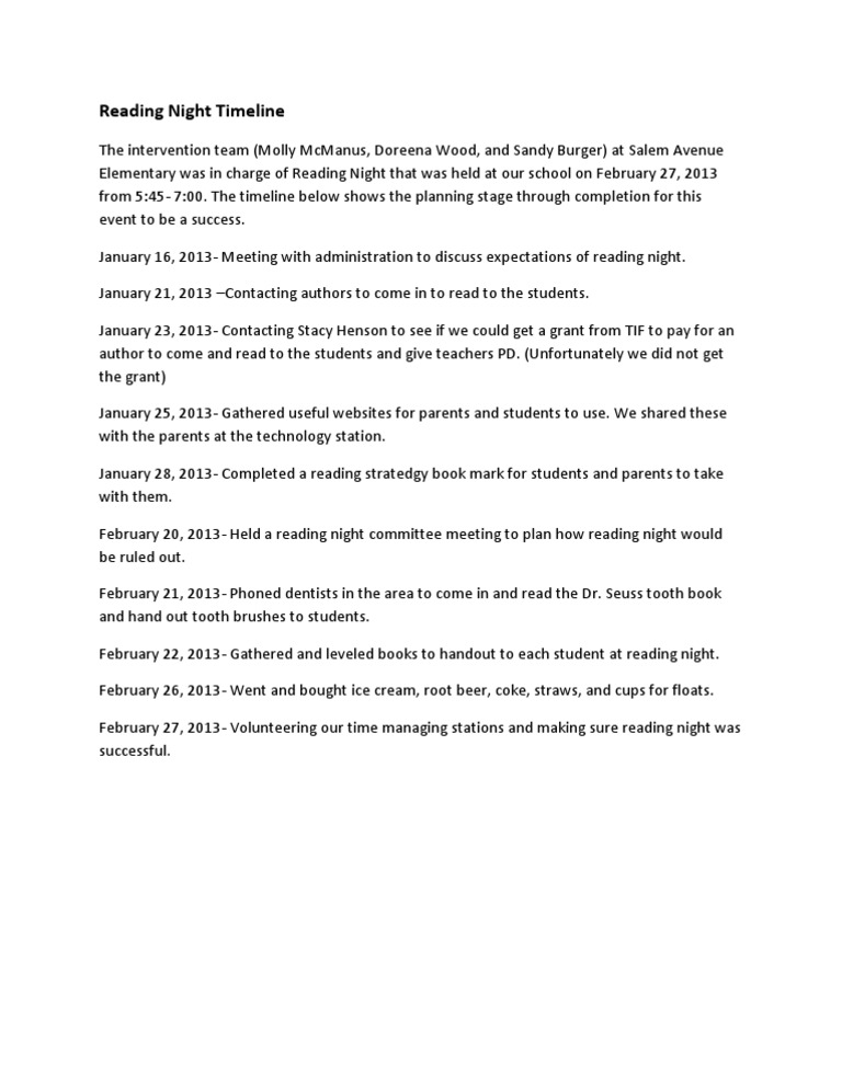 1-Reading Night Timeline | PDF
