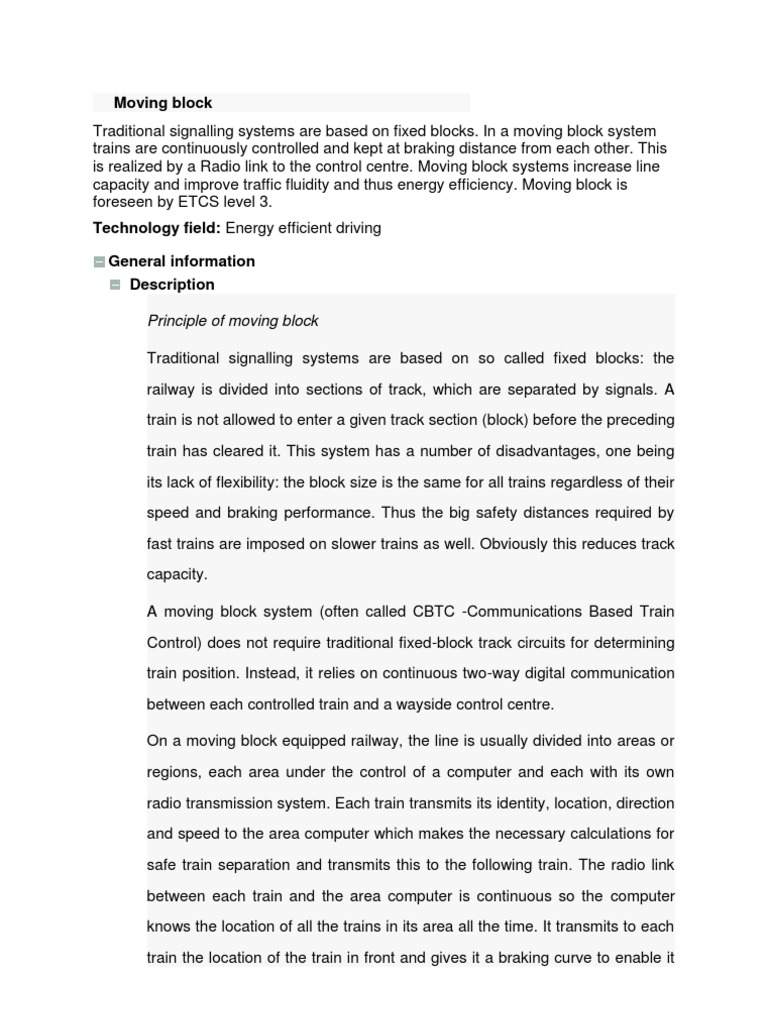 Moving block signalling increases rail capacity and efficiency | PDF ...