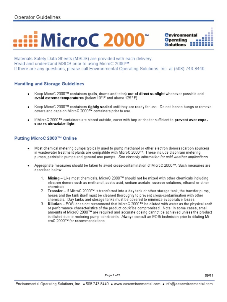 Microc 2000 Ops Guidelines | PDF | Pump | Chemistry