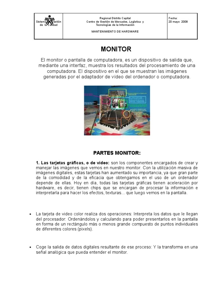 Partes de Un Monitor PDF | PDF | Monitor de computadora | Hardware de ...