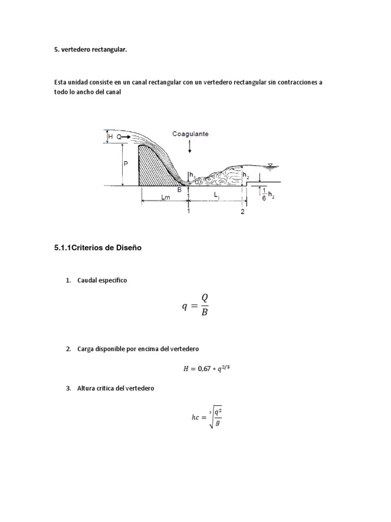 Formulas Vertedero | PDF