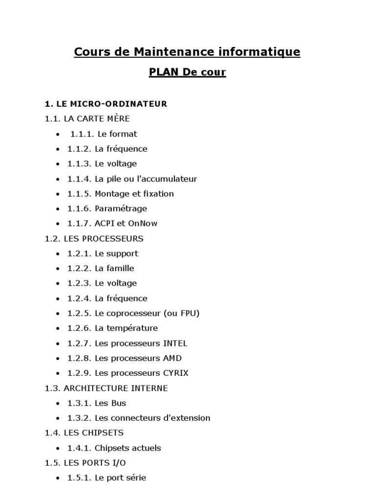 Cours Maintenance Informatique PDF | PDF